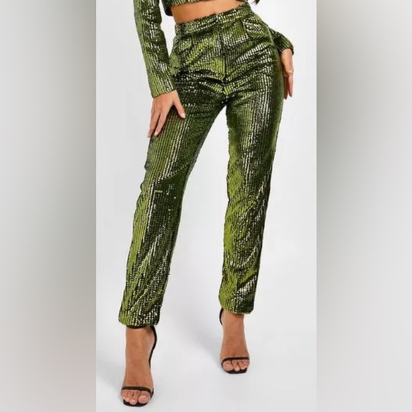 Boohoo | Pants & Jumpsuits | New Boohoo Tall Sequin High Waist Pants ...